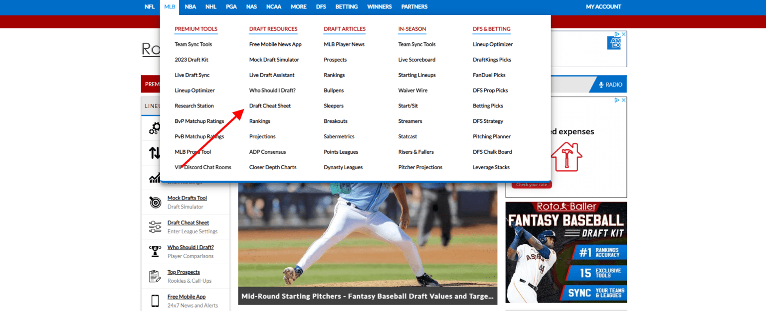 Free Fantasy Baseball Draft Cheat Sheets | Fantasy News